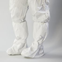 Sterile coverall boots, microporous polypropylene with polyethylene film