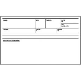 Cage identification cards, 5" x 3"